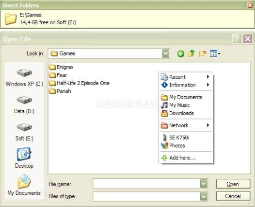 Direct Folders Ekran Görüntüsü - Gezginler