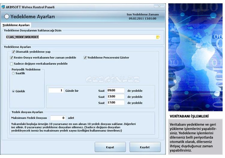 AKINSOFT Wolvox Kontrol Paneli Ekran Görüntüsü - Gezginler