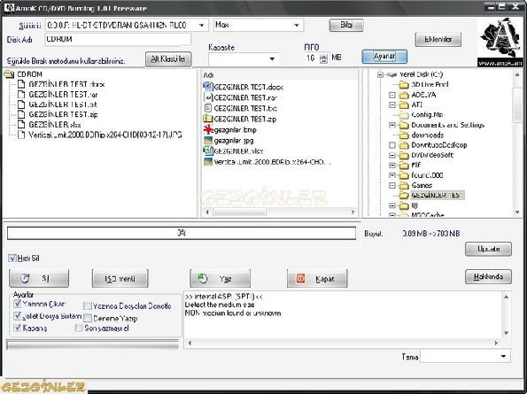 AmoK CD/DVD Burning Ekran Görüntüsü - Gezginler