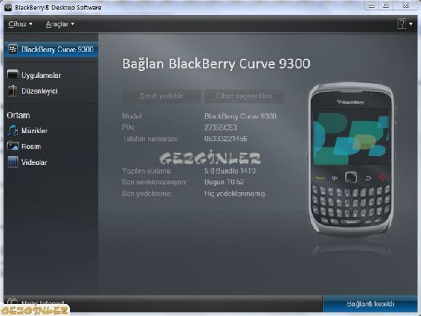 BlackBerry Masaüstü Yazılımı Ekran Görüntüsü - Gezginler BlackBerry Masaüstü Yazılımı Ekran Görüntüsü - Gezginler