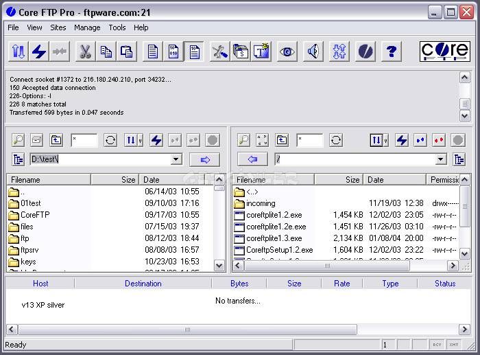 Core FTP Lite Ekran Görüntüsü - Gezginler