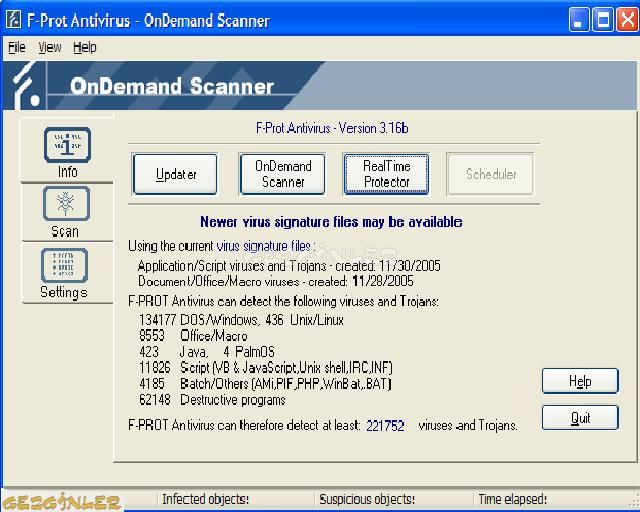 F-PROT Antivirus Ekran Görüntüsü - Gezginler