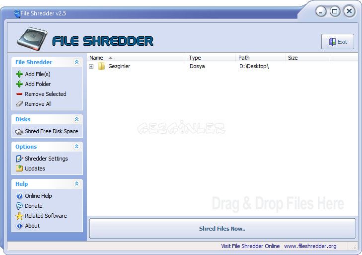 File Shredder Ekran Görüntüsü - Gezginler