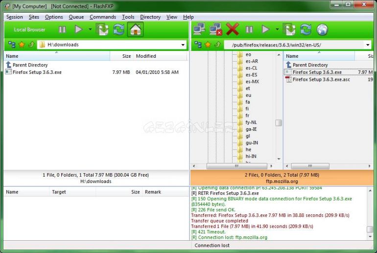 FlashFXP Ekran Görüntüsü - Gezginler
