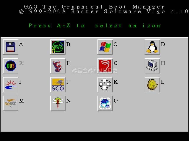 GAG Graphical Boot Manager Ekran Görüntüsü - Gezginler