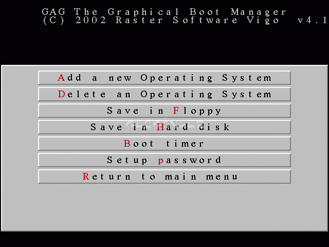 GAG Graphical Boot Manager Ekran Görüntüsü - Gezginler