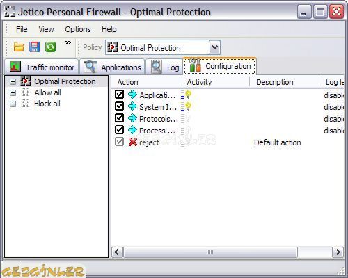 Jetico Personal Firewall Ekran Görüntüsü - Gezginler