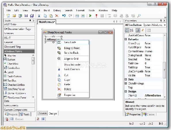 SharpDevelop Ekran Görüntüsü - Gezginler