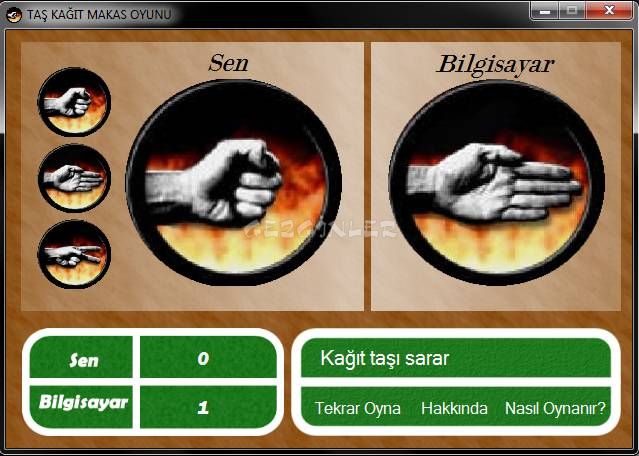 Taş Kağıt Makas Oyunu Ekran Görüntüsü - Gezginler