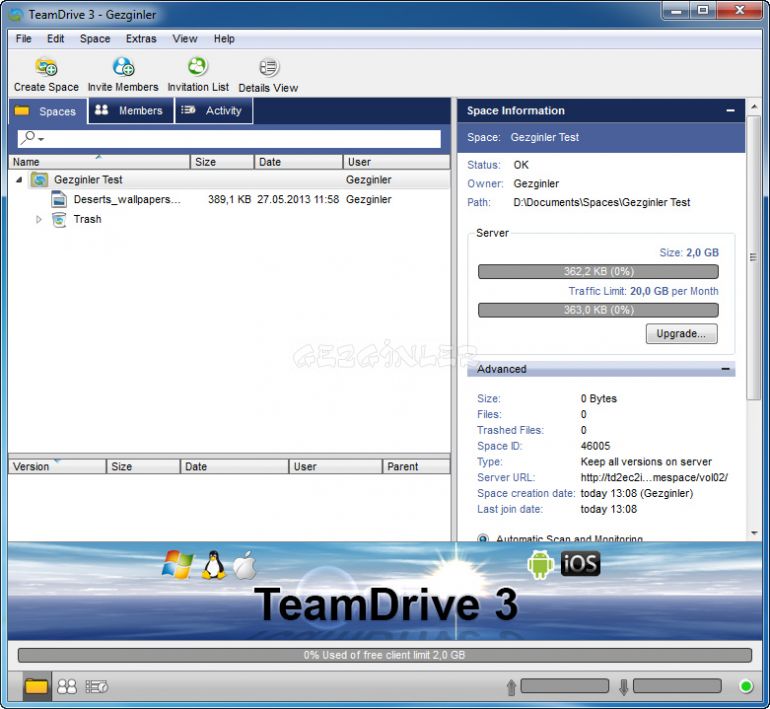 TeamDrive Ekran Görüntüsü - Gezginler