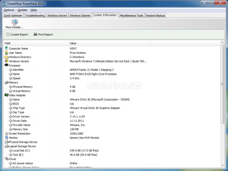 TweakNow PowerPack Ekran Görüntüsü - Gezginler