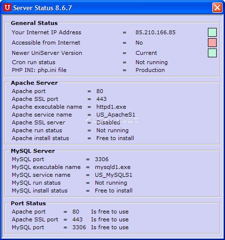 Uniform Server Ekran Görüntüsü - Gezginler