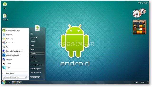 Windows 7 Android Theme Ekran Görüntüsü - Gezginler