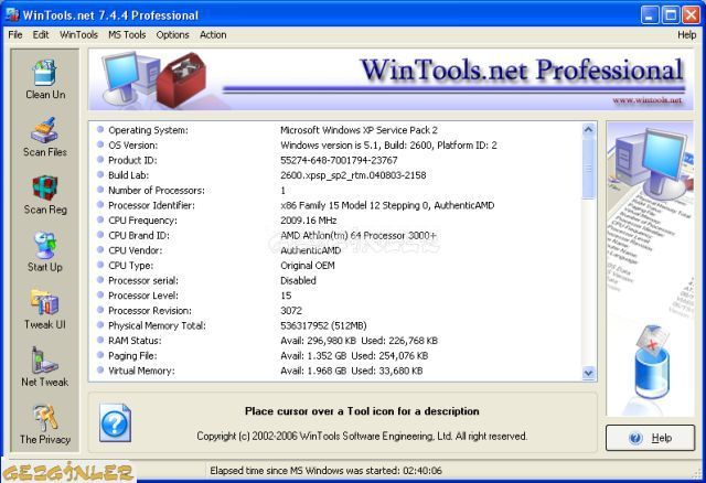 WinTools.net Professional Ekran Görüntüsü - Gezginler