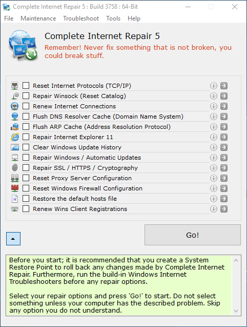 Complete Internet Repair Ekran Görüntüsü - Gezginler