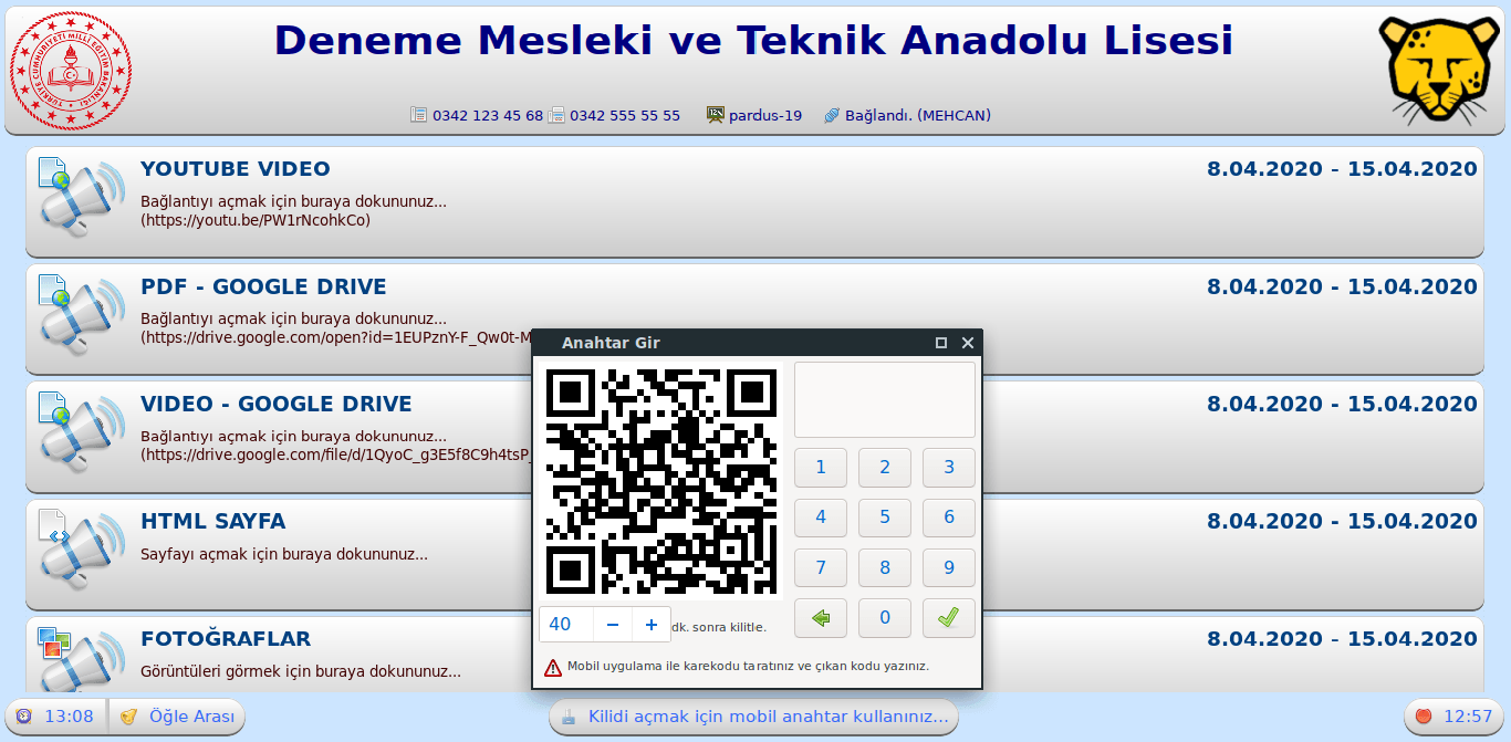 e-Kilit - Akıllı Tahta Koruma Yazılımı Ekran Görüntüsü - Gezginler
