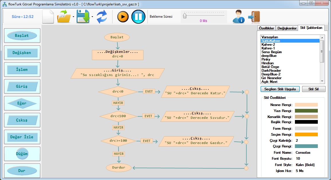 flowTurk Görsel Programlama Simülatörü Ekran Görüntüsü - Gezginler