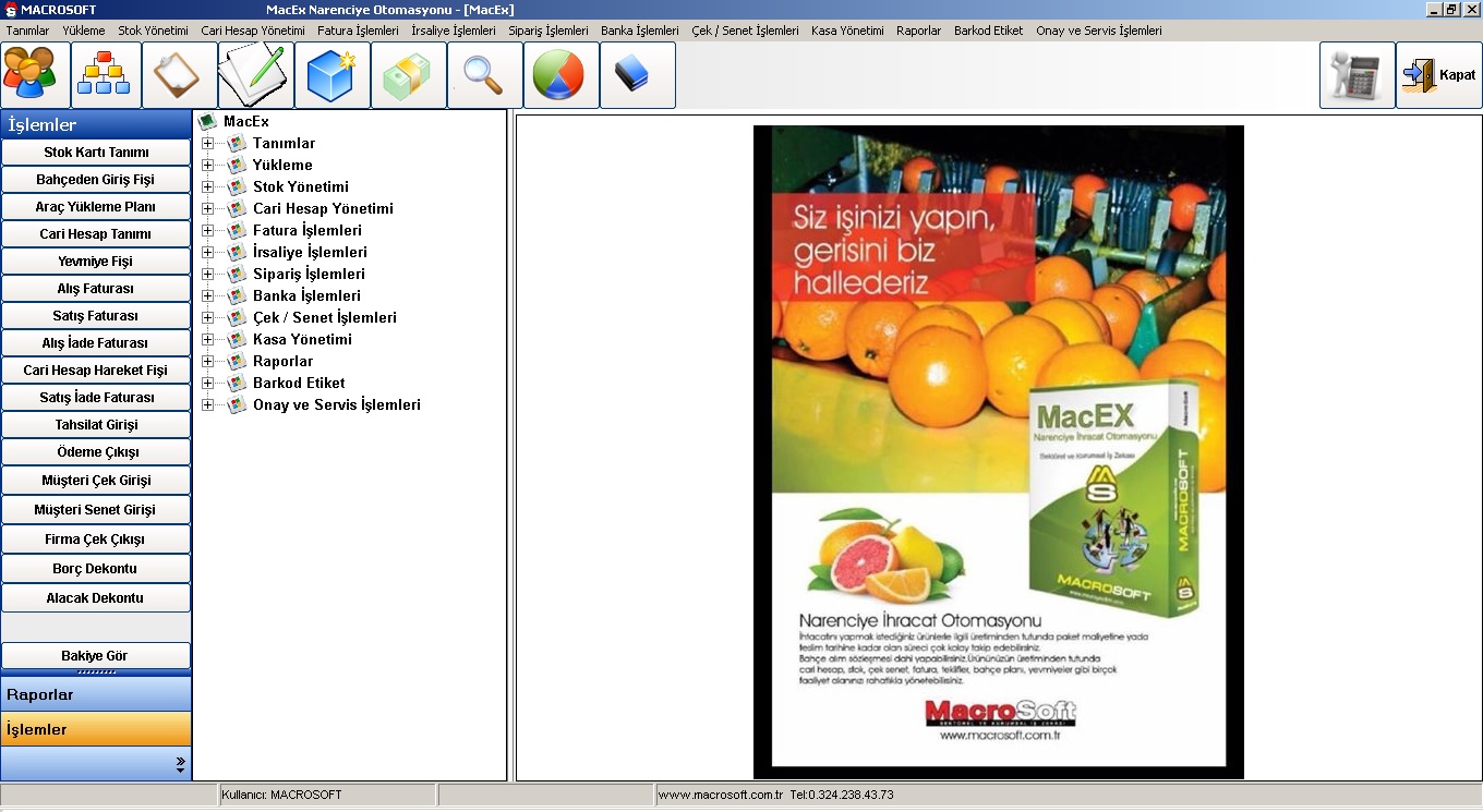MacEx Narenciye Paketleme Programı Ekran Görüntüsü - Gezginler