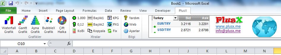 PlusX Excel Add-In Ekran Görüntüsü - Gezginler