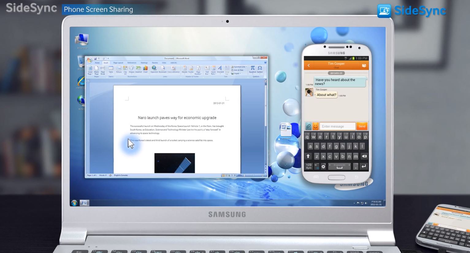 Samsung SideSync Ekran Görüntüsü - Gezginler