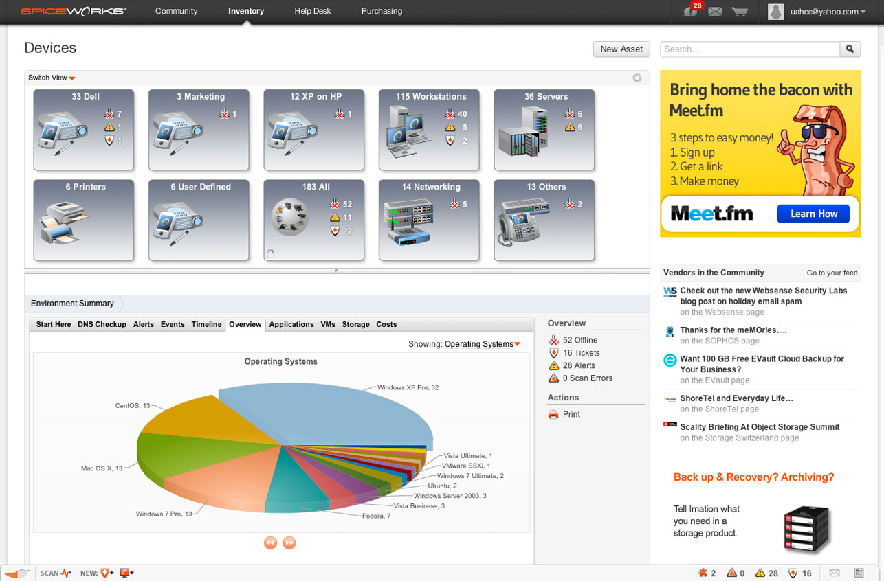 Spiceworks Desktop Ekran Görüntüsü - Gezginler