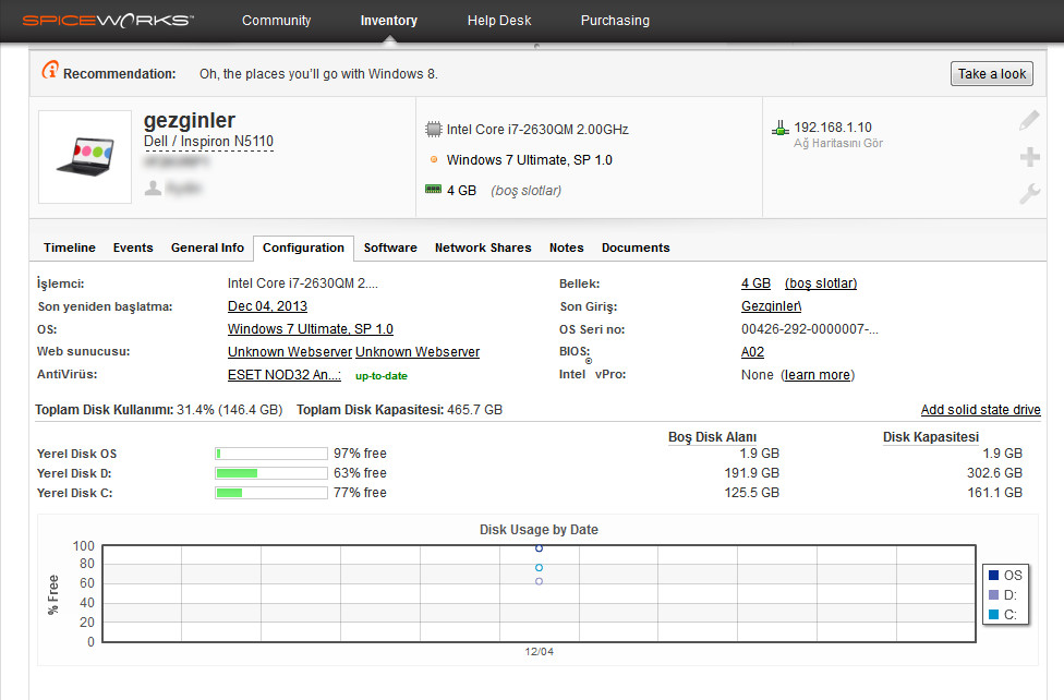 Spiceworks Desktop Ekran Görüntüsü - Gezginler