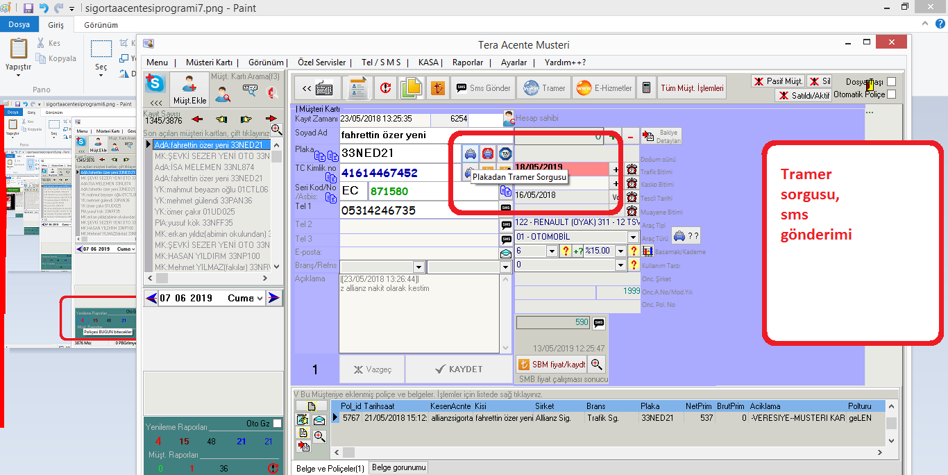 TeraSistem Acente Müşteri Pörtföyü Yönetim Programı Ekran Görüntüsü ...