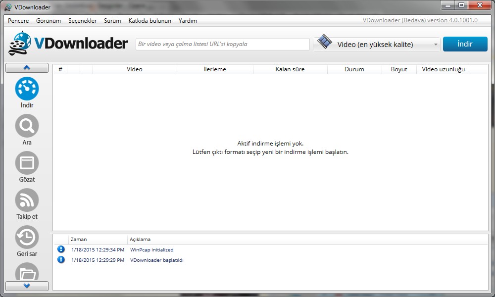 VDownloader Ekran Görüntüsü - Gezginler